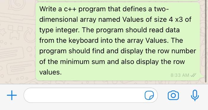 Solved Write a c++ program that defines a two- dimensional | Chegg.com
