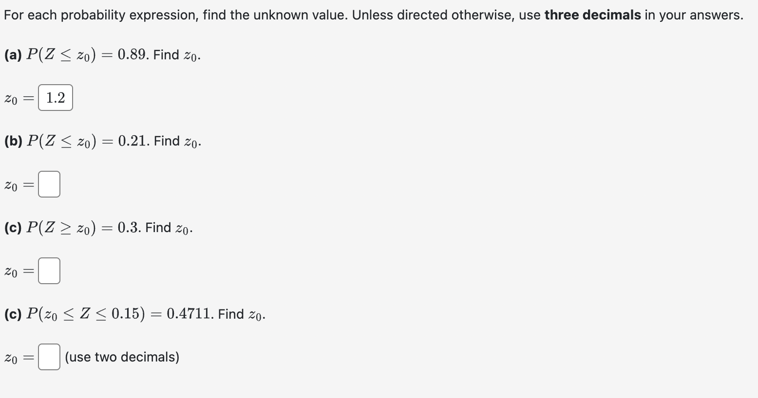 Solved For each probability expression, find the unknown | Chegg.com
