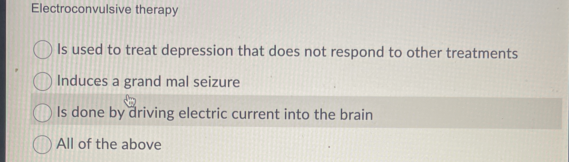Solved Electroconvulsive therapyIs used to treat depression | Chegg.com