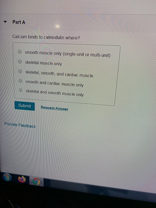 Solved Part A Calcium binds to calmodulin where? smooth | Chegg.com