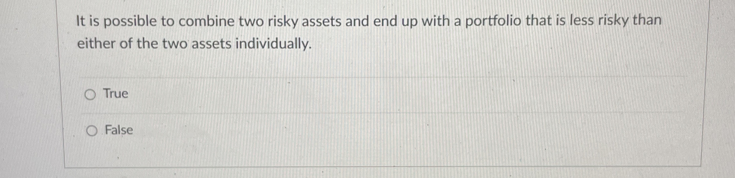 Solved It is possible to combine two risky assets and end up | Chegg.com
