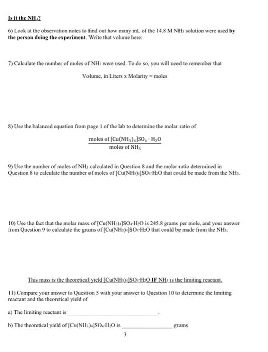 Solved CuSO4.5H2O(s) + 4NH3(aq) [Cu(NH3)4]SO4 H2O(s) + | Chegg.com