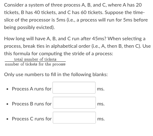 Solved Consider a system of three process A, ﻿B, ﻿and C, | Chegg.com