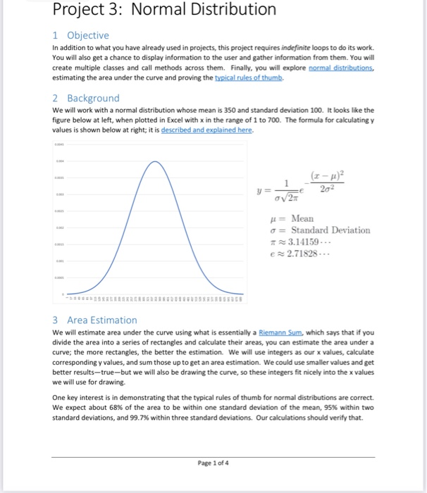 Project 3: Normal Distribution 1 Objective In | Chegg.com