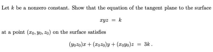 Solved Let k be a nonzero constant. Show that the equation | Chegg.com