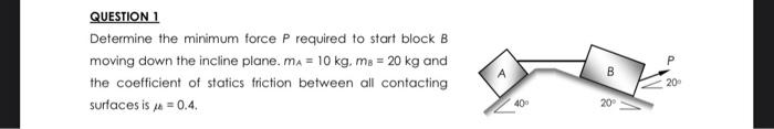 Solved Question 1 Determine The Minimum Force P Required To