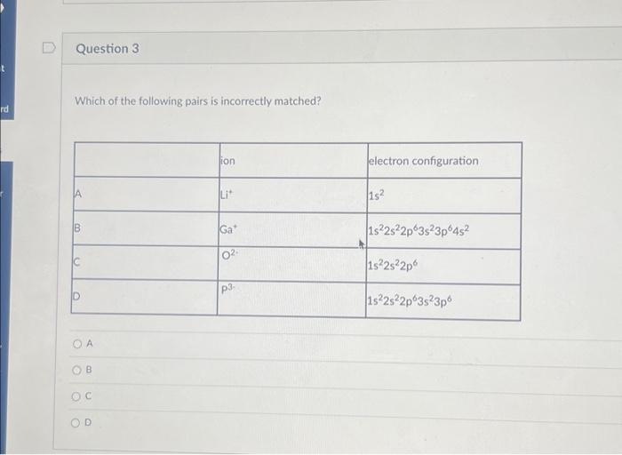 Solved rd Question 3 Which of the following pairs is | Chegg.com