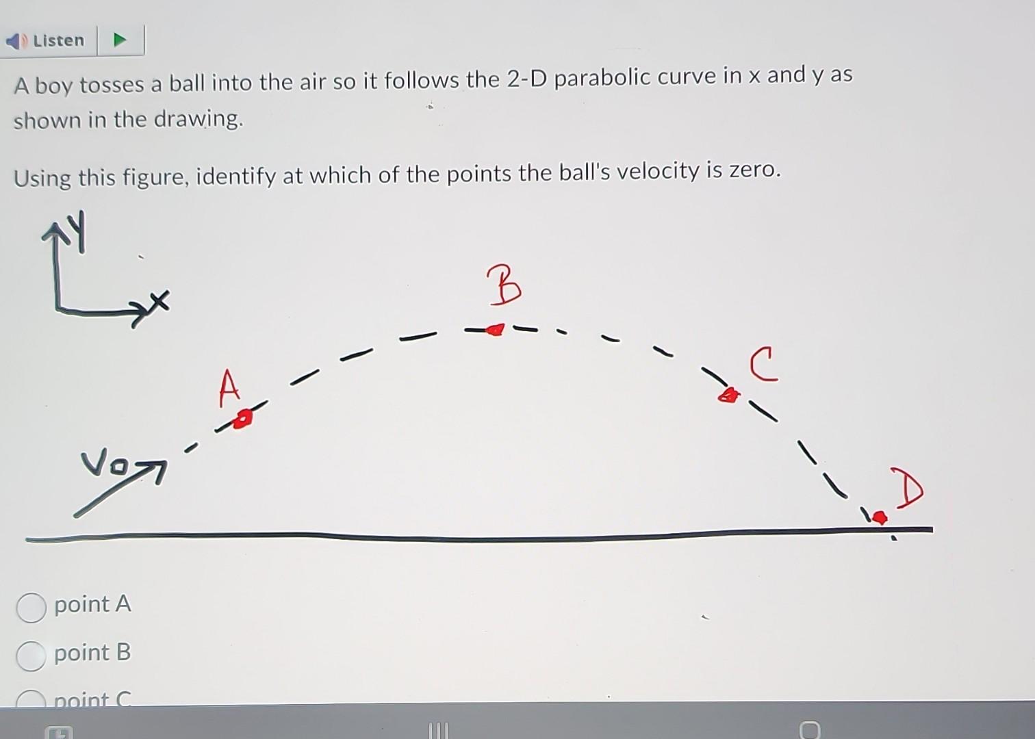 Solved A boy tosses a ball into the air so it follows the | Chegg.com