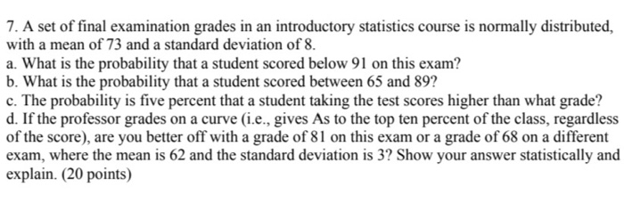 Solved 7. A set of final examination grades in an | Chegg.com
