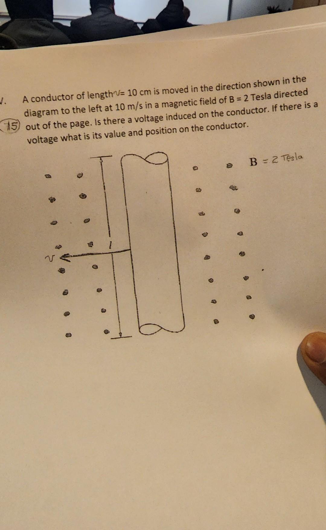 Solved A conductor of length V=10 cm is moved in the | Chegg.com