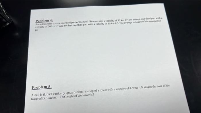 Solved Problem 4: An autemobile covers one-thind pant of the | Chegg.com
