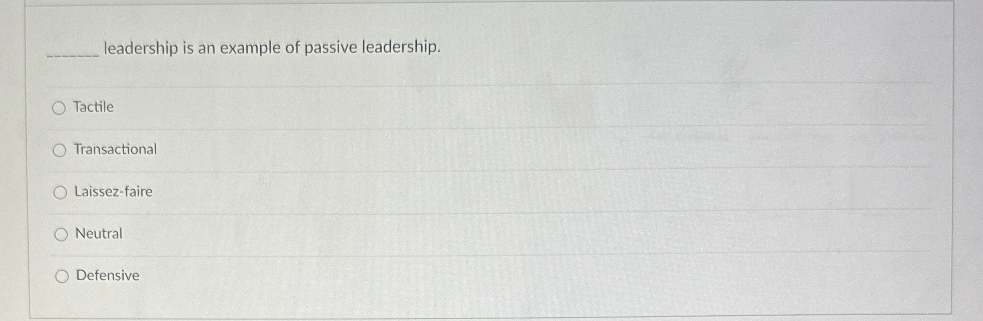 Solved leadership is an example of passive | Chegg.com