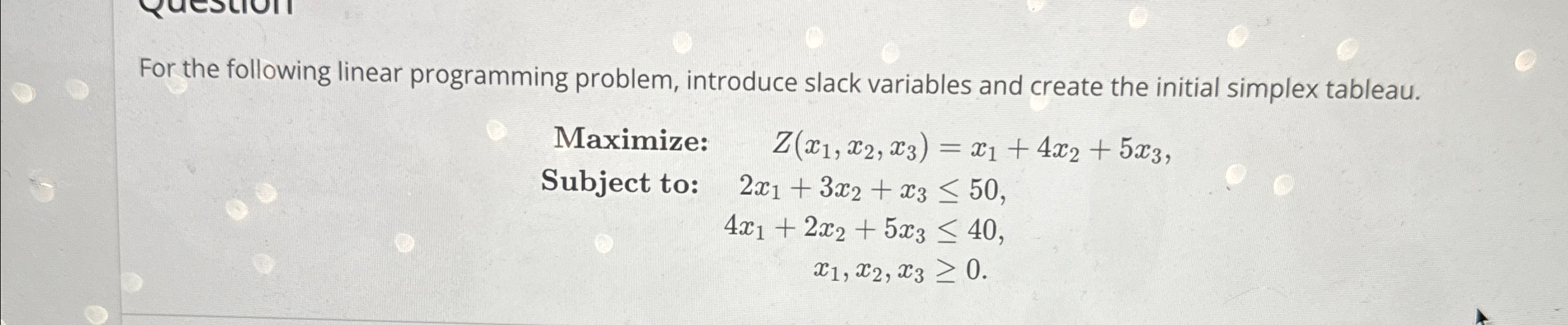 Solved For the following linear programming problem, | Chegg.com