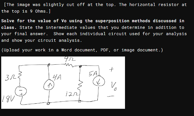Solved Find Vo using superposition-need help fast to | Chegg.com