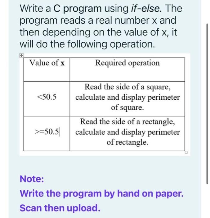 Solved Write A C Program Using If Else The A Program Reads