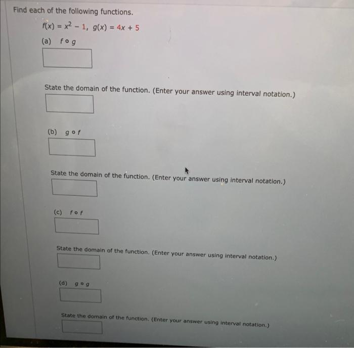 Solved Find each of the following functions. | Chegg.com