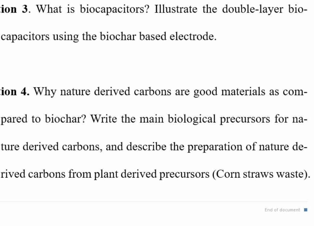 Solved ion 3. What is biocapacitors? Illustrate the | Chegg.com