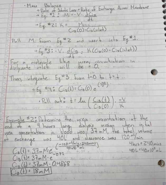 Solved Please help with this Biotransport homework question. | Chegg.com