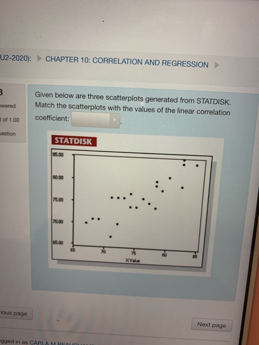 U2-2020): CHAPTER 10: CORRELATION AND REGRESSION > 3 | Chegg.com