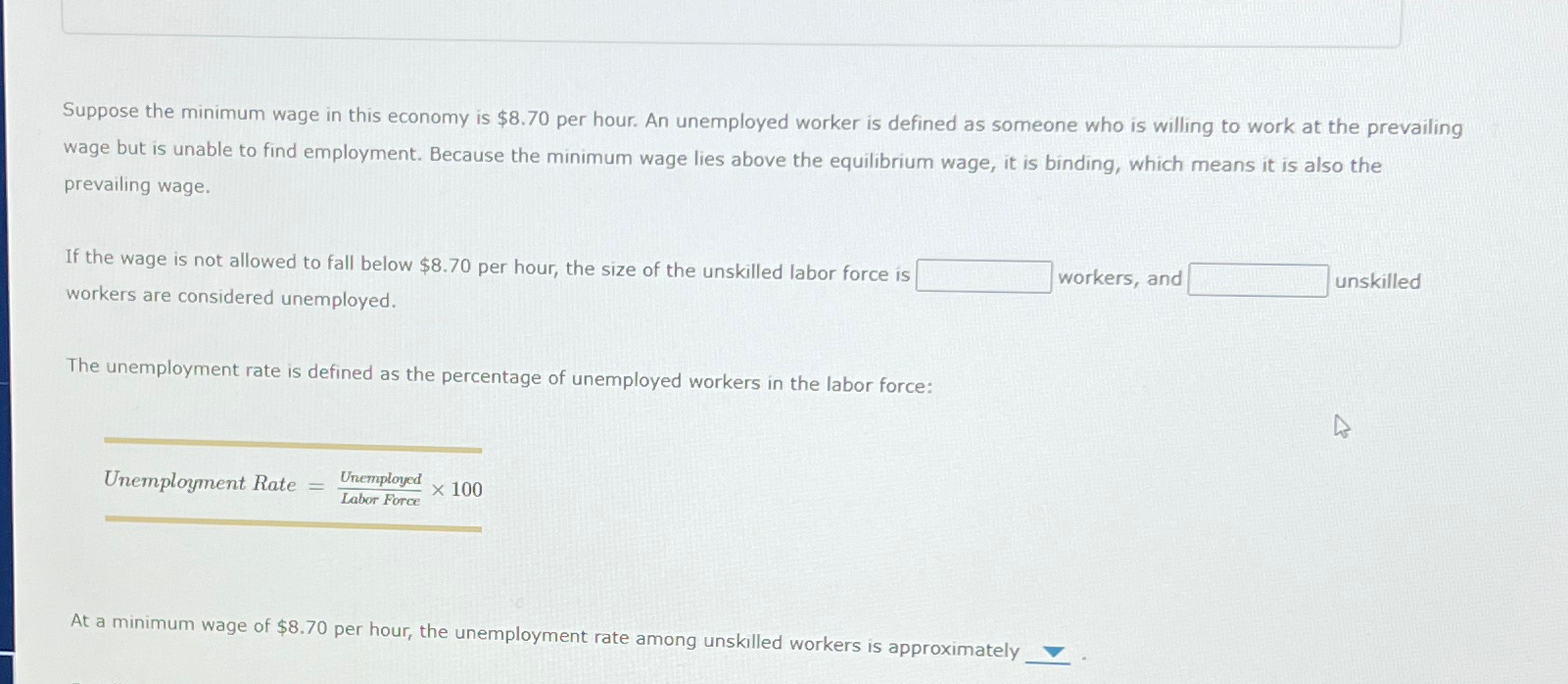 Solved Suppose the minimum wage in this economy is $8.70 | Chegg.com