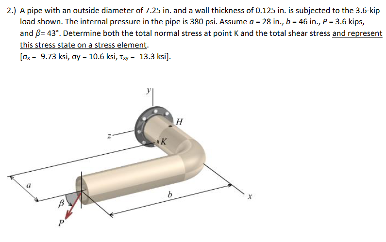 Solved 2.) ﻿A pipe with an outside diameter of 7.25 ﻿in. | Chegg.com
