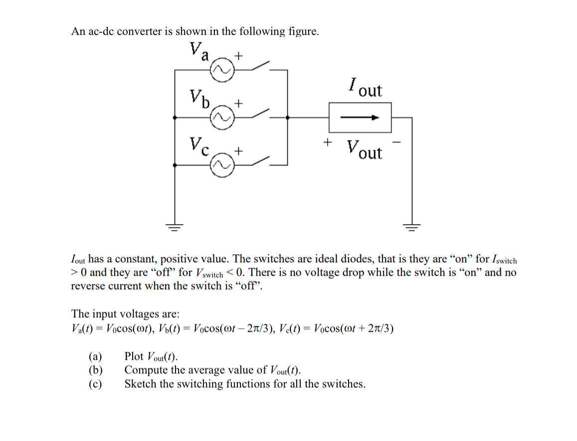 Solved An ac-dc converter is shown in the following | Chegg.com