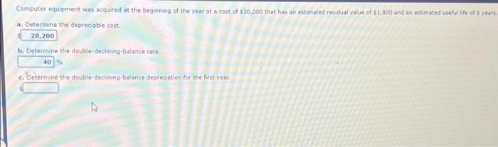 Solved Computer equipment was acquired at the beginning of | Chegg.com