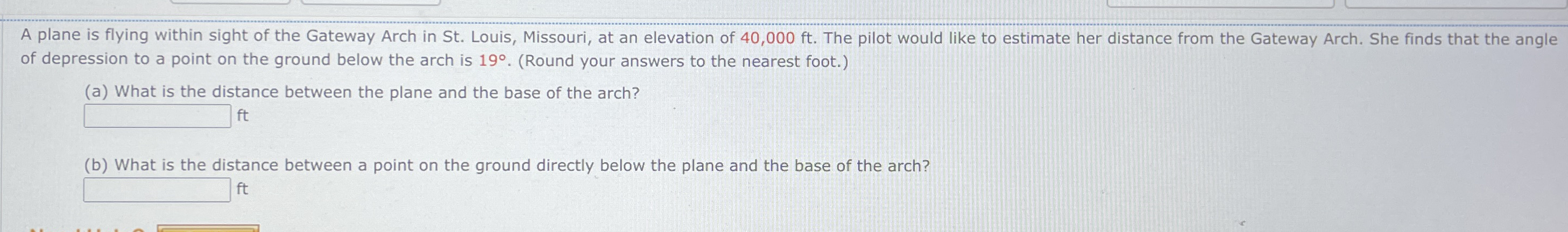 Solved A plane is flying within sight of the Gateway Arch in | Chegg.com