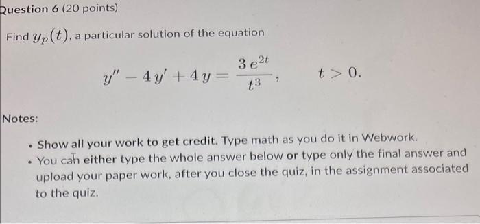 Solved Find yp(t), a particular solution of the equation | Chegg.com