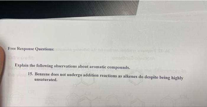 Solved Explain the following observations about aromatic | Chegg.com