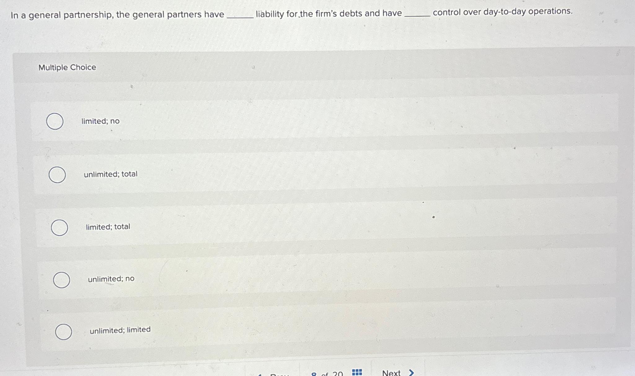 Solved In a general partnership, the general partners | Chegg.com