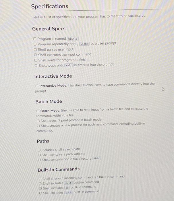 Solved Here is a list of specifications your program has to | Chegg.com