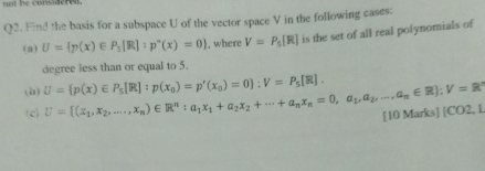 Solved Q2. ﻿Find the basis for a subspace U ﻿of the vector | Chegg.com