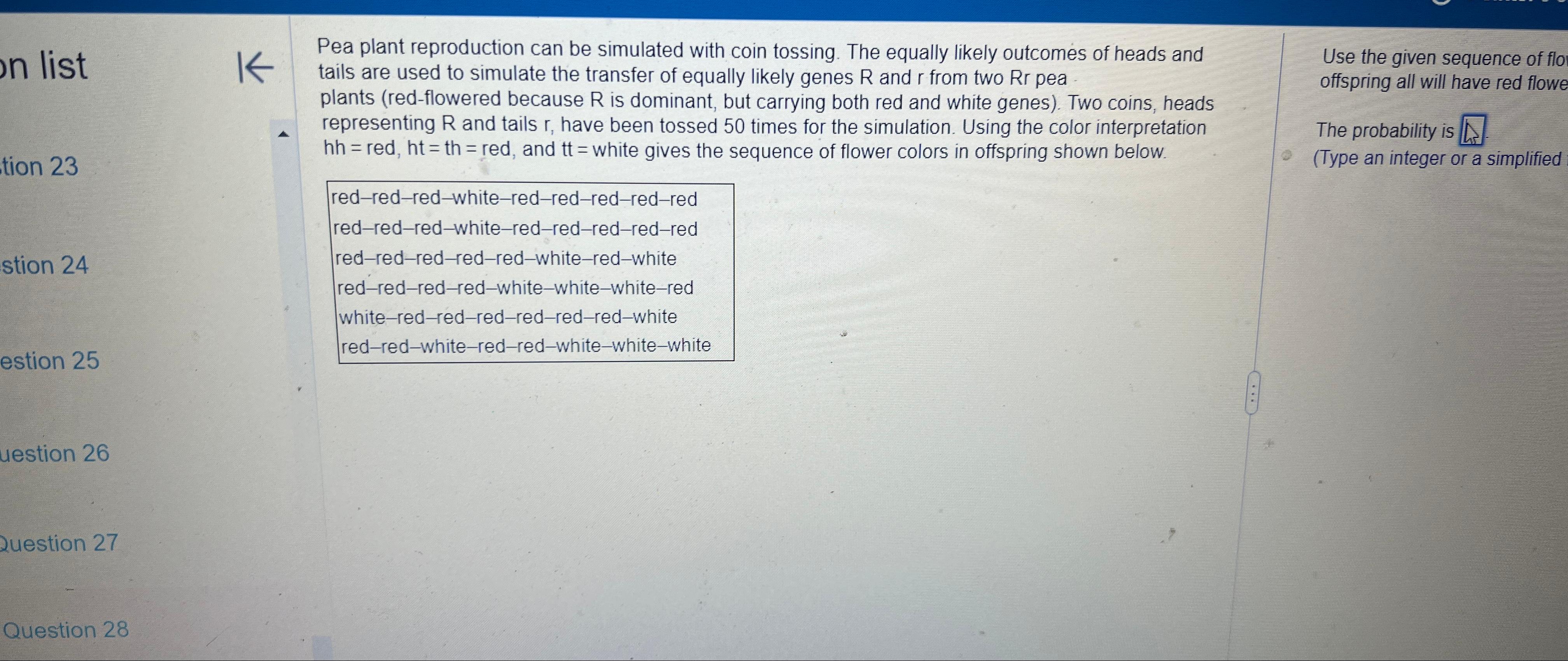 Solved Pea plant reproduction can be simulated with coin | Chegg.com