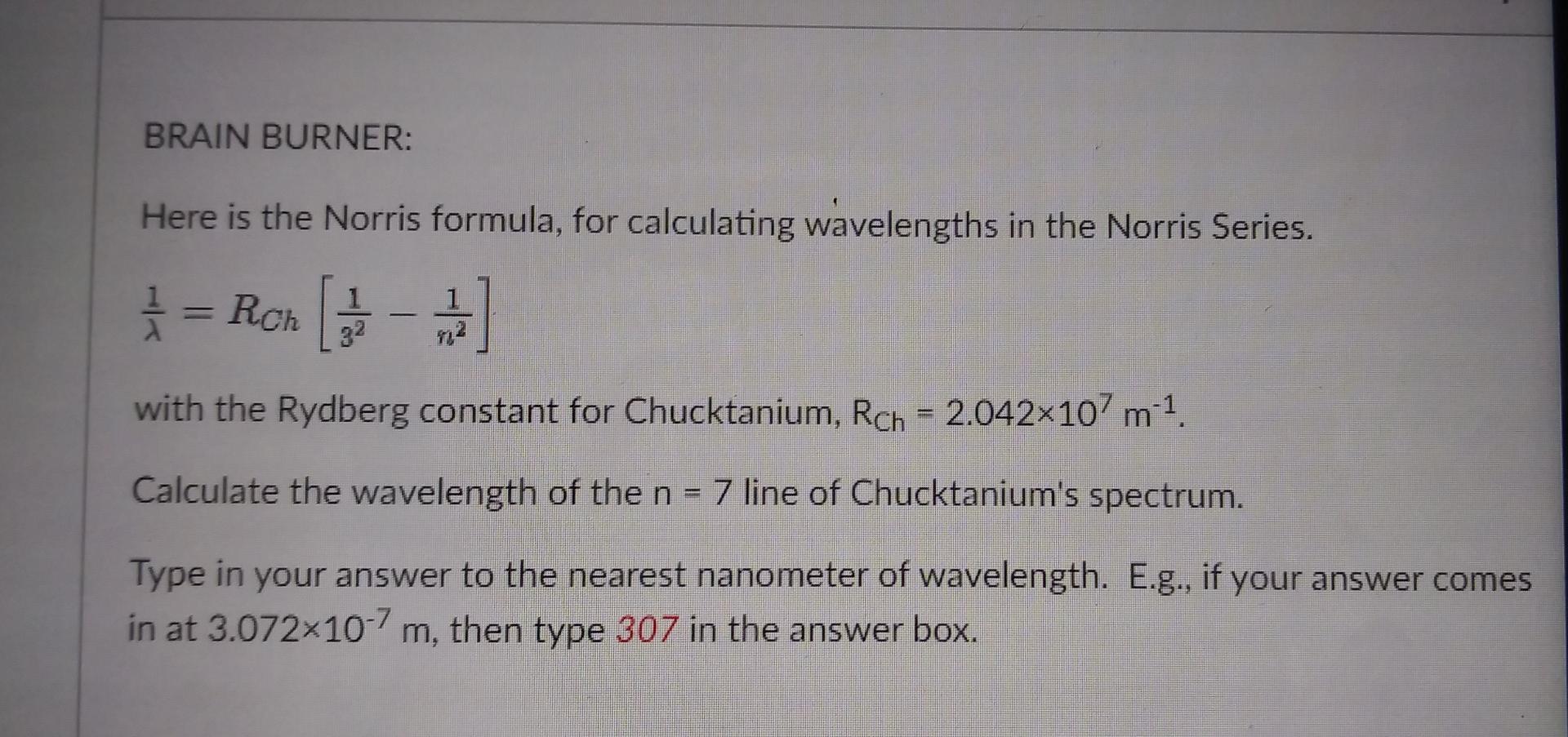 Solved BRAIN BURNER: Here is the Norris formula, for | Chegg.com