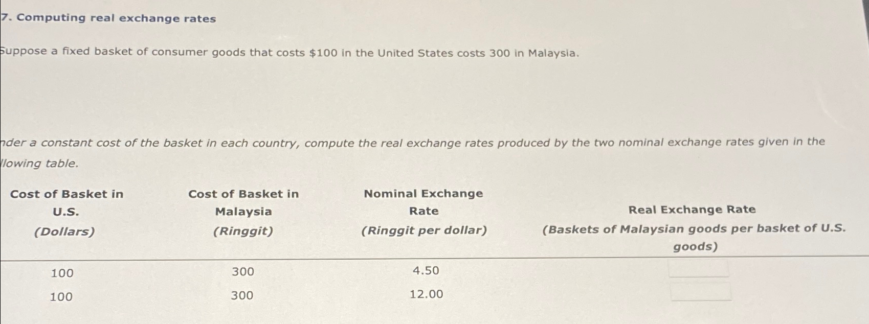 Solved Computing real exchange ratesSuppose a fixed basket | Chegg.com