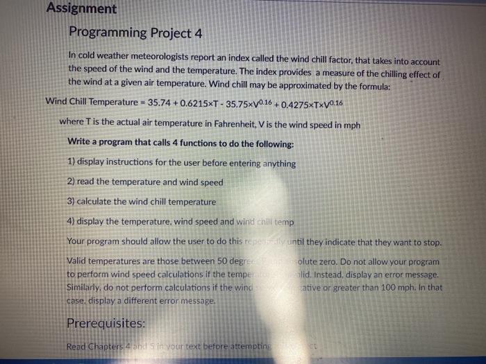 Solved Assignment Programming Project 4 In cold weather | Chegg.com