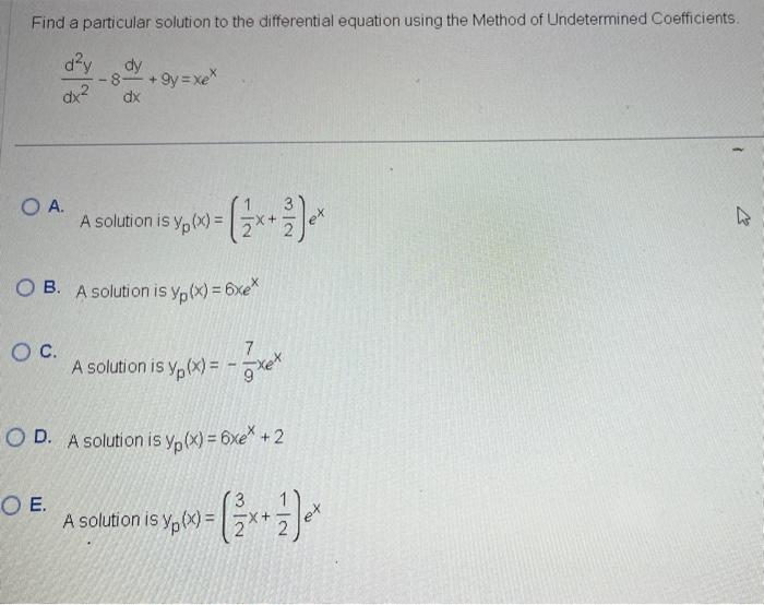 Solved Find A Particular Solution To The Differential