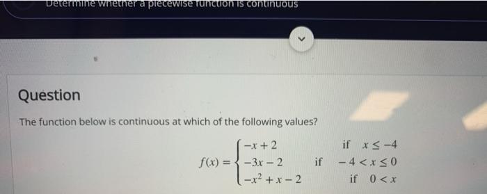 Solved The function below is continuous at which of the | Chegg.com