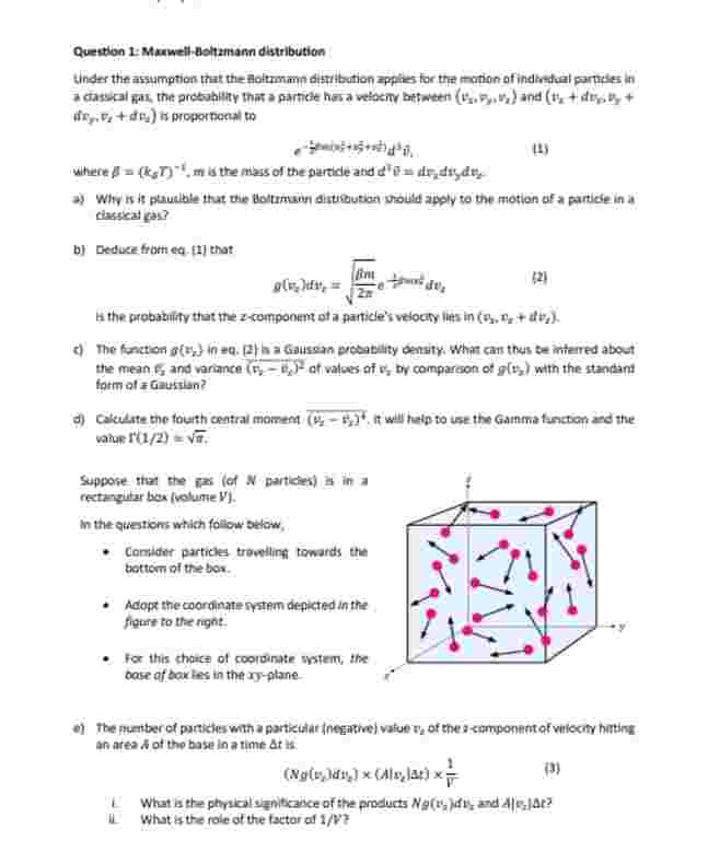 Solved Question 1: Maxwell-Boltzmann distributionUnder the | Chegg.com