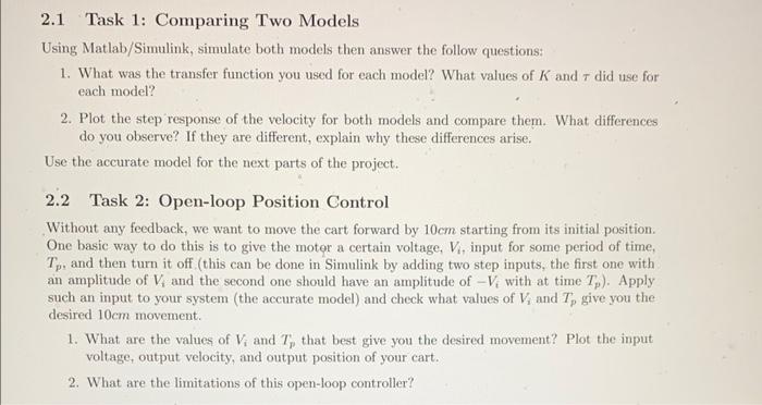 Solved 2.1 Task 1: Comparing Two Models Using | Chegg.com