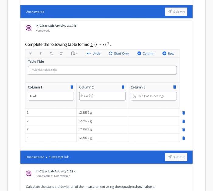 Solved ∴ In-Class Lab Activity 2.13 b Homework Complete the | Chegg.com