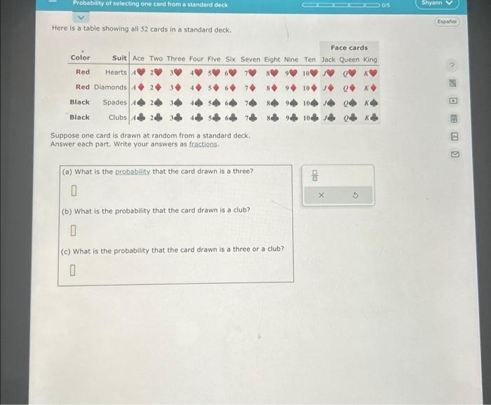 Solved Here is a table showing all $2 cards in a standard | Chegg.com