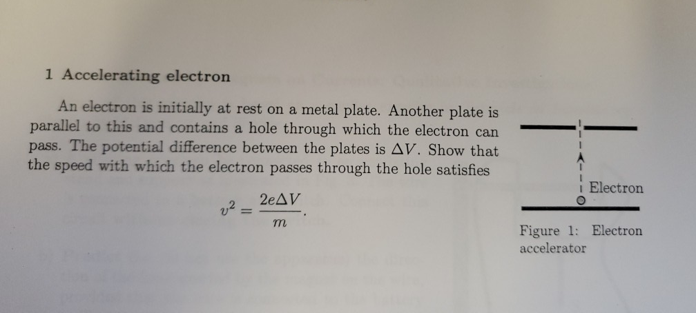 Solved 1 Accelerating electron An electron is initially at | Chegg.com