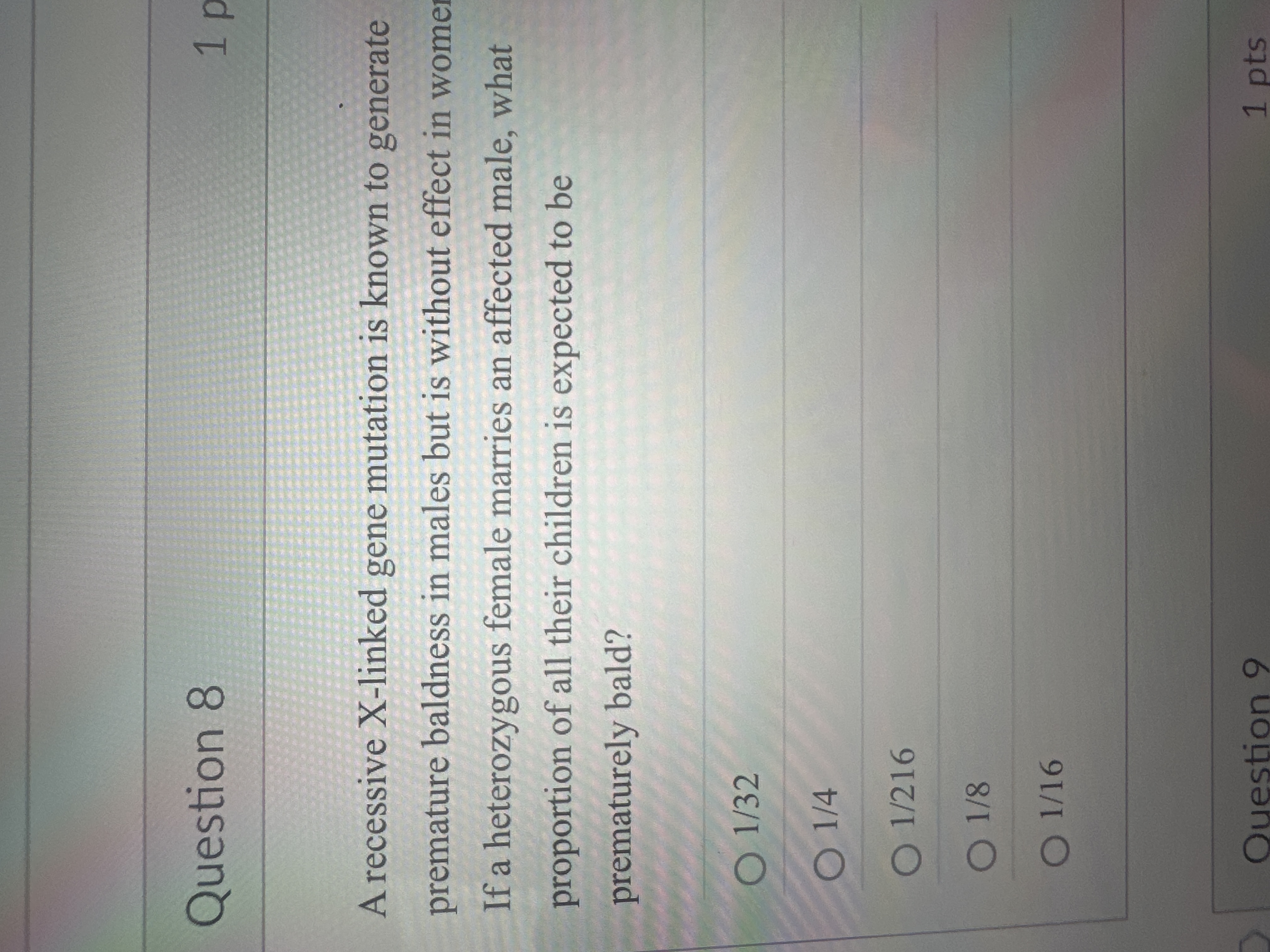 Solved Question 8A recessive X -linked gene mutation is | Chegg.com