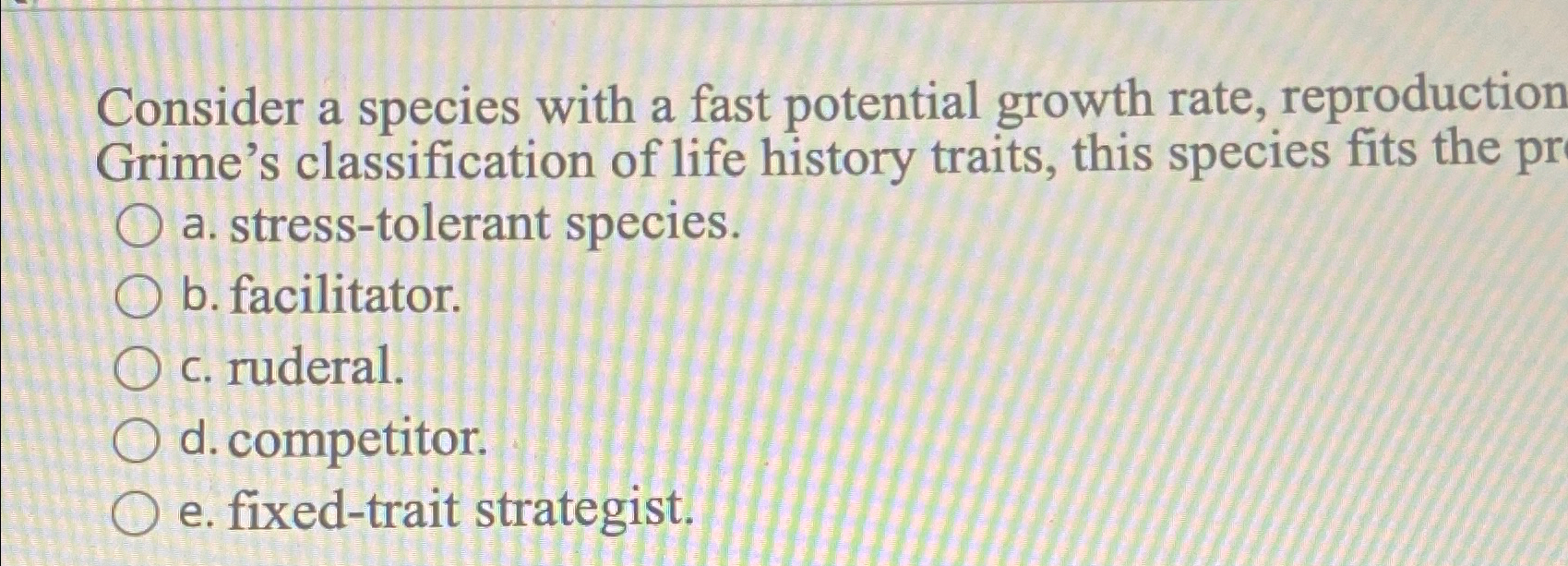 Solved Consider a species with a fast potential growth rate, | Chegg.com