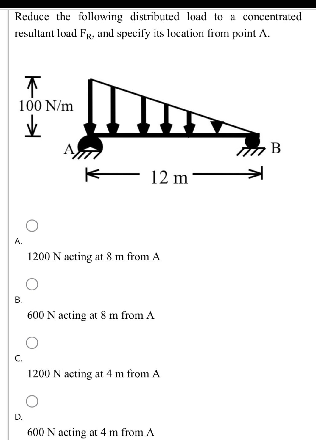 Reduce the following distributed load to a | Chegg.com