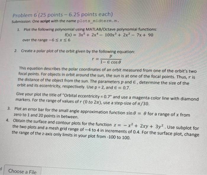 1. Plot the following polynomial using MATLAB/Octave | Chegg.com