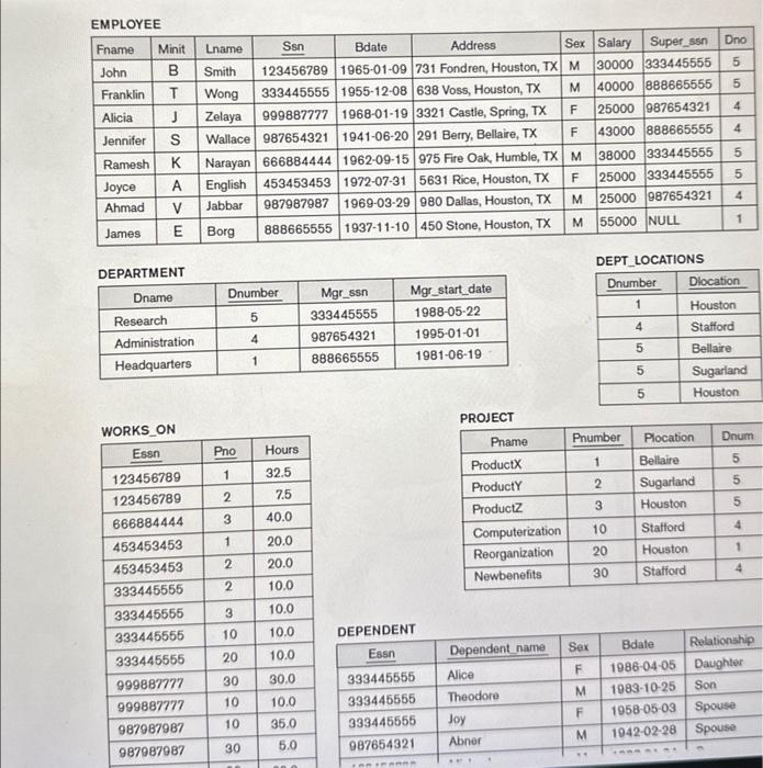 Solved 1) Retrieve the first name, last name, address, and | Chegg.com