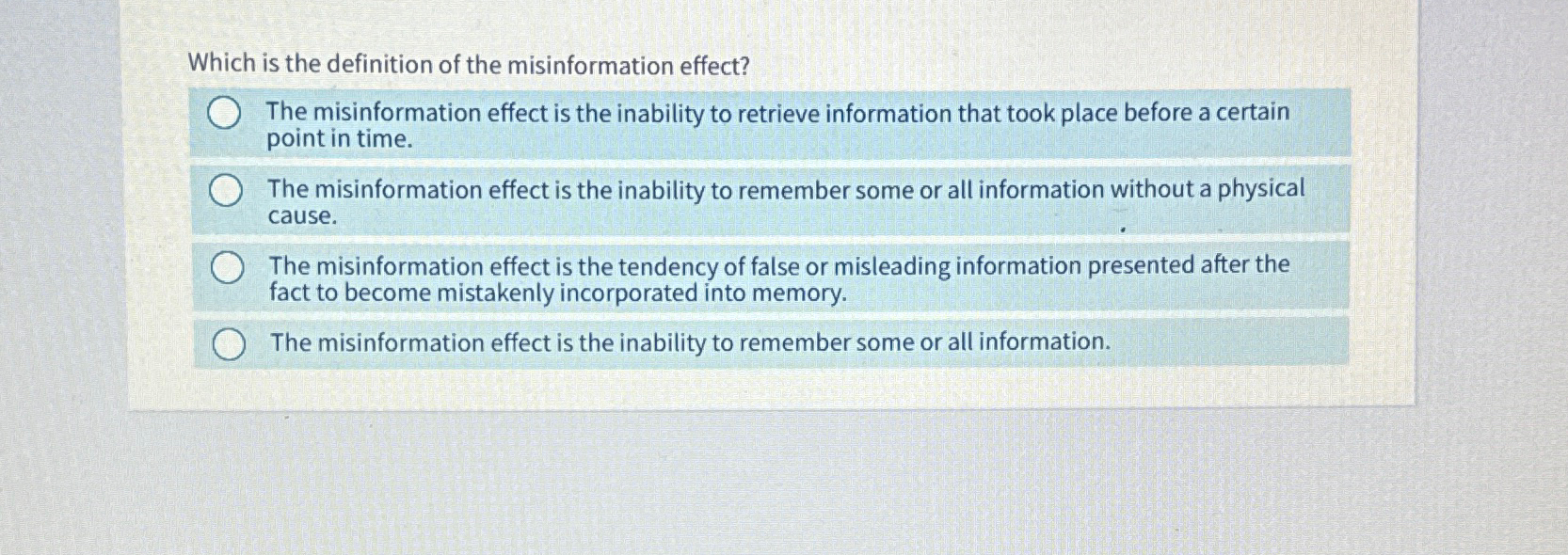 Solved Which is the definition of the misinformation | Chegg.com